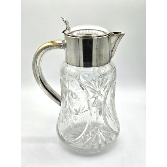 Dining | Vintage Cut Crystal Glass Pitcher With Silver Plated Lid And ...